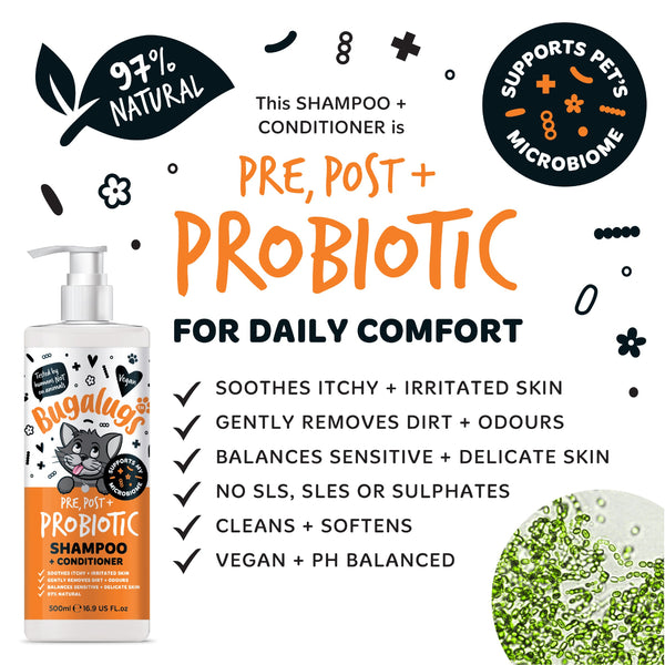 Bugalugs Pre, Pro + Postbiotic Shampoo for Cats – Bugalugs Pet Care