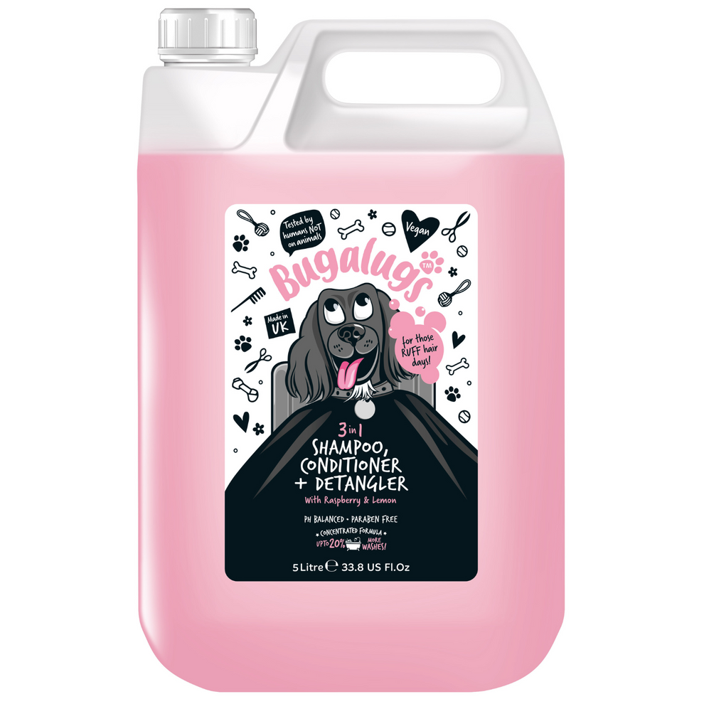 3-in-1 Raspberry & Lemon Dog Shampoo, Conditioner & Detangler (5L ...