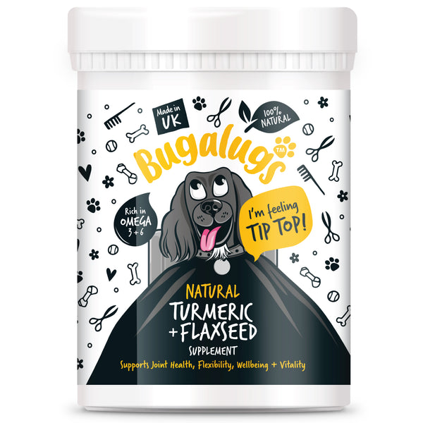 Bugalugs Natural Turmeric & Flaxseed Powder Supplement for Dogs 200g ...
