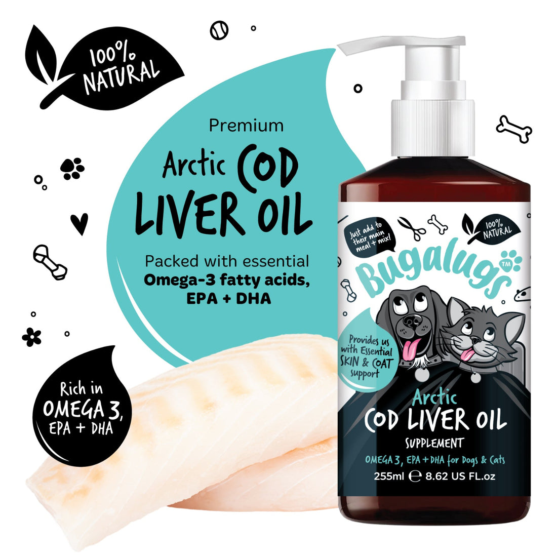 100% Natural Arctic Cod Liver Oil Supplement for Dogs & Cats | Bugalugs ...