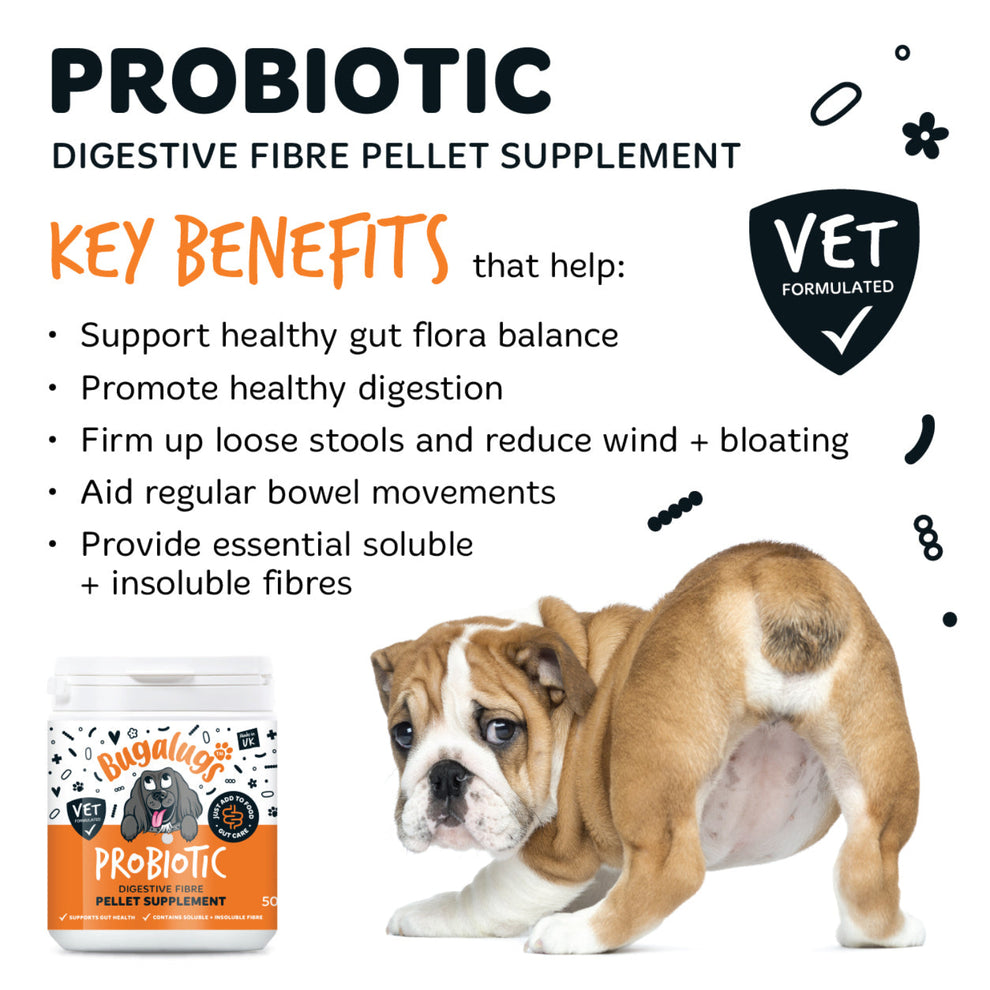 Probiotic Digestive Fibre Pellet Supplement for Dogs | Bugalugs ...