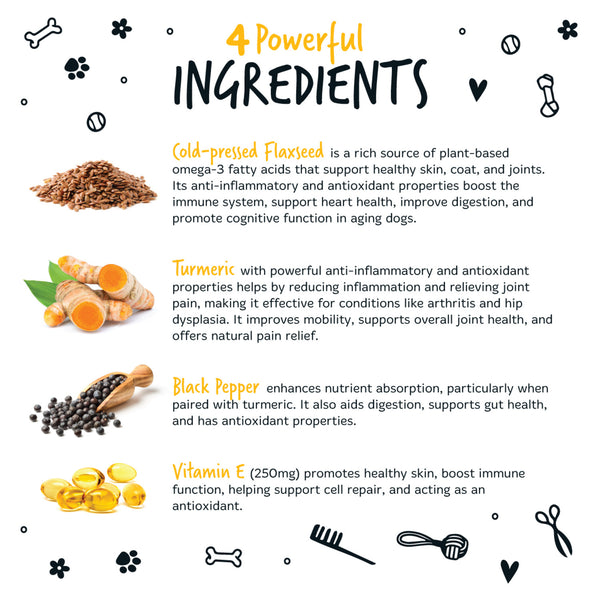 100% Natural Turmeric & Flaxseed Powder Dog Supplement 70g | Bugalugs ...