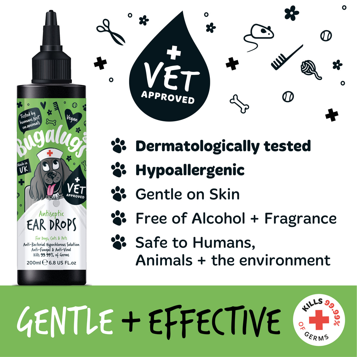 Bugalugs Antiseptic Ear Drops for Dogs, Cats and Other Pets – Bugalugs ...