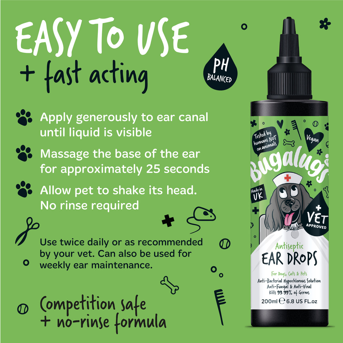 Bugalugs Antiseptic Ear Drops for Dogs, Cats and Other Pets – Bugalugs ...