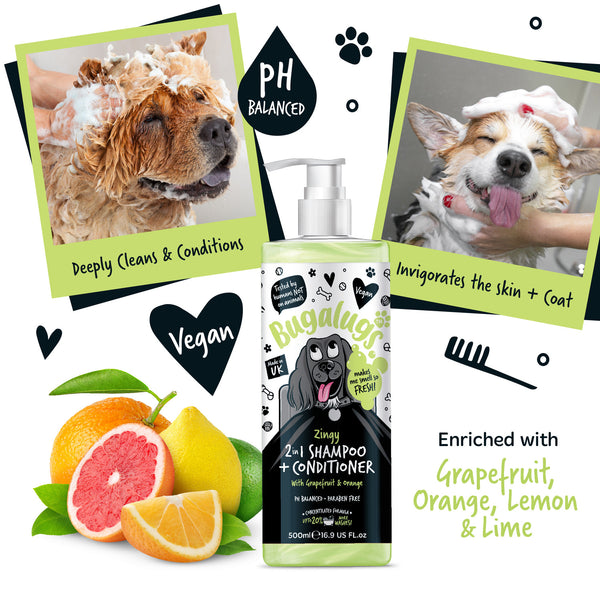 Zingy 2-in-1 Shampoo & Conditioner for Dogs 500ml | Bugalugs Pet Care