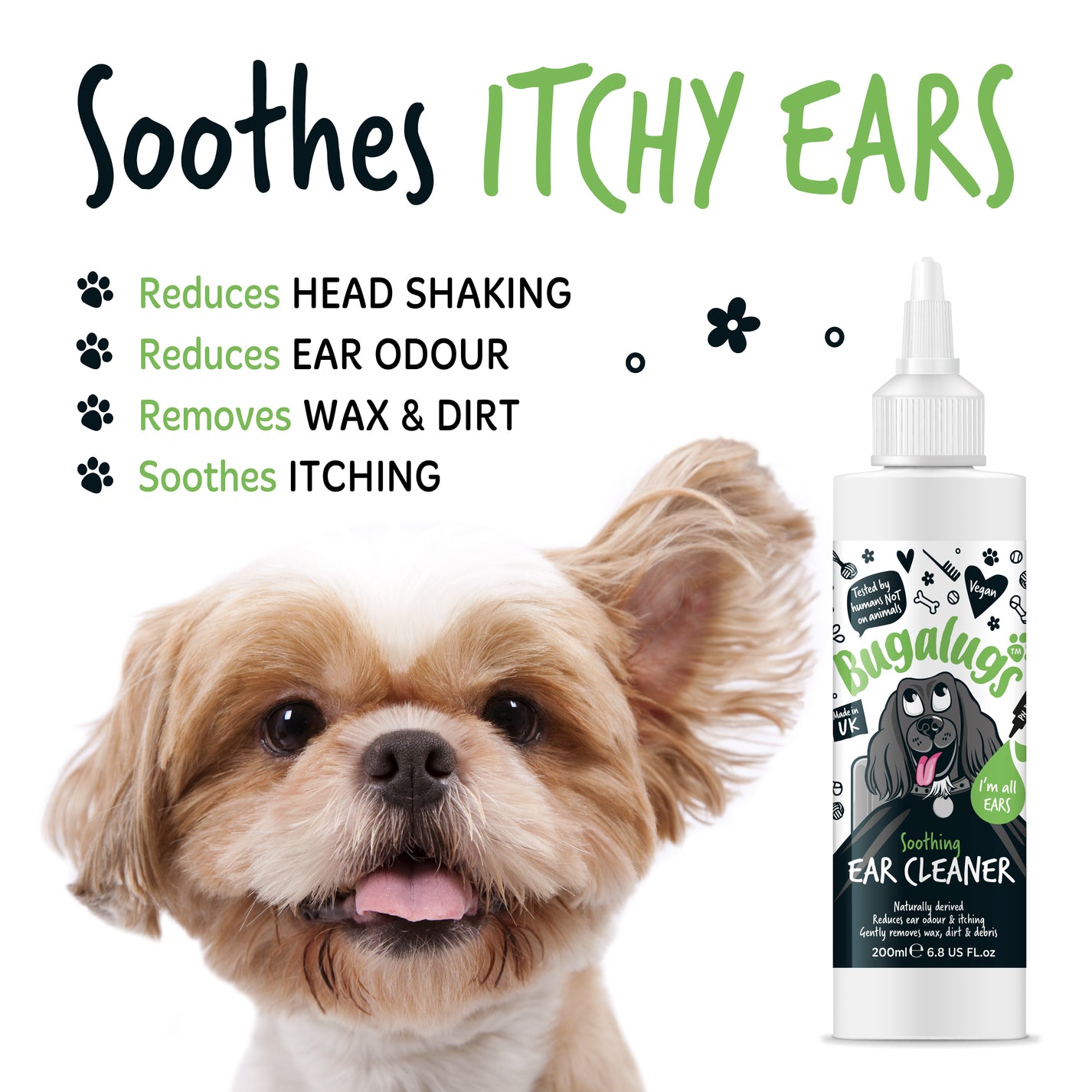 Bugalugs Dog Ear Cleaner | Natural Cleaning Solution for Dogs Ears ...