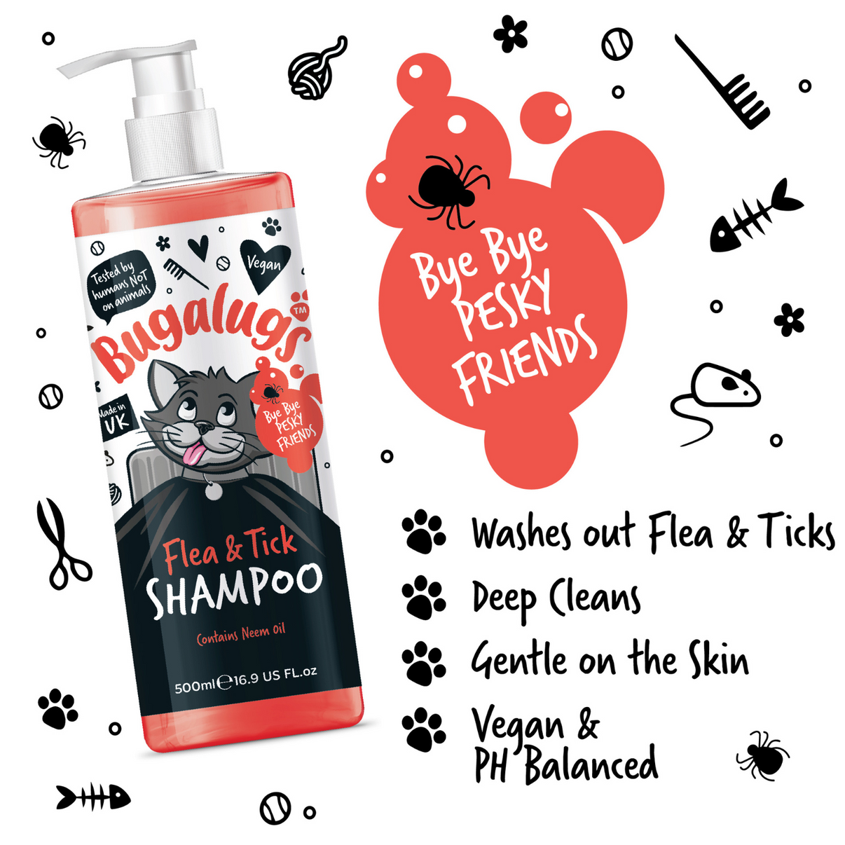 Bugalugs Flea and Tick Shampoo for Cats | Flea and Tick Care Shampoo ...