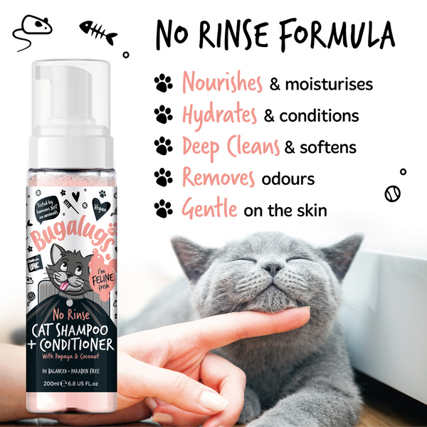 Bugalugs No Rinse Papaya & Coconut Cat Shampoo & Conditioner for Cats ...