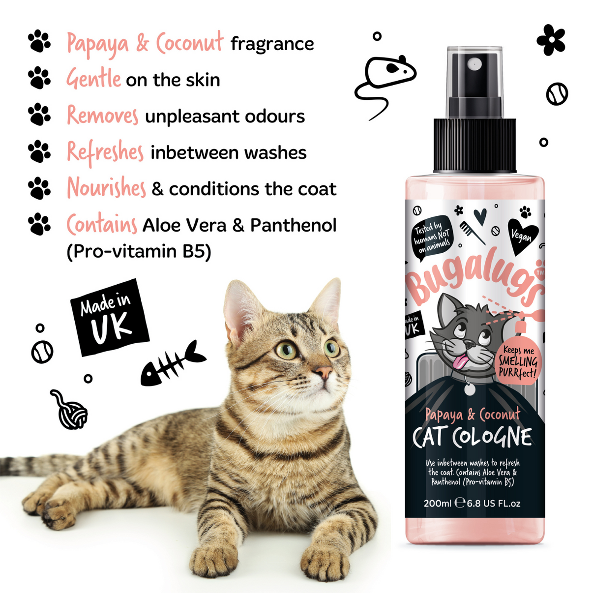 Papaya and Coconut Cat Cologne | Bugalugs Pet Cologne for Cats ...