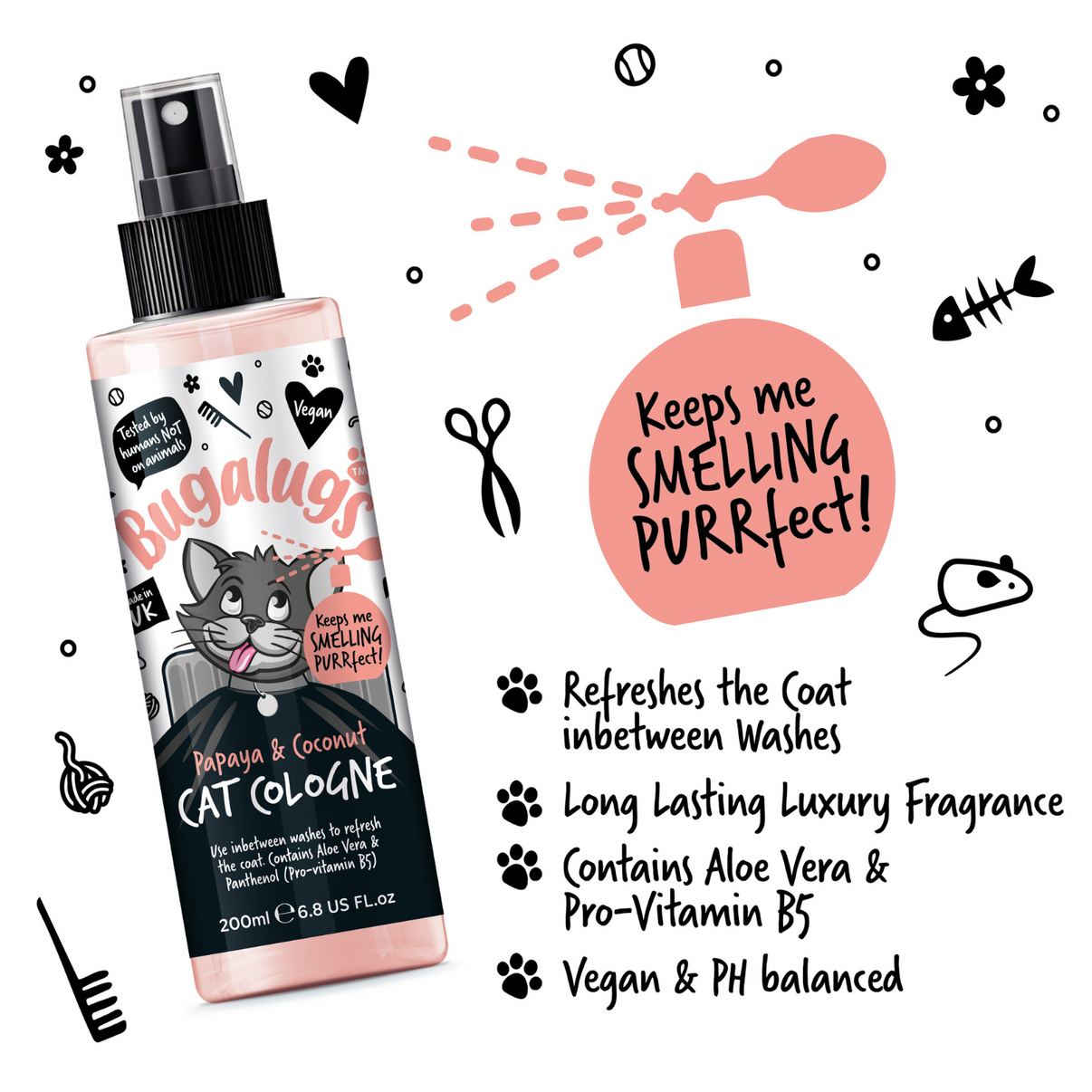 Papaya and Coconut Cat Cologne | Bugalugs Pet Cologne for Cats ...