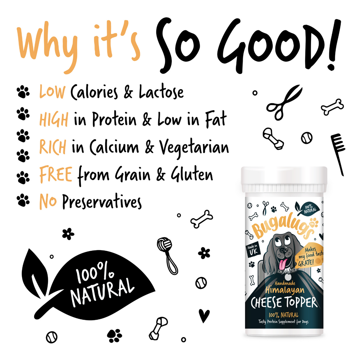 Bugalugs Himalayan Cheese Topper 70g | Calcium & Protein for Dogs ...