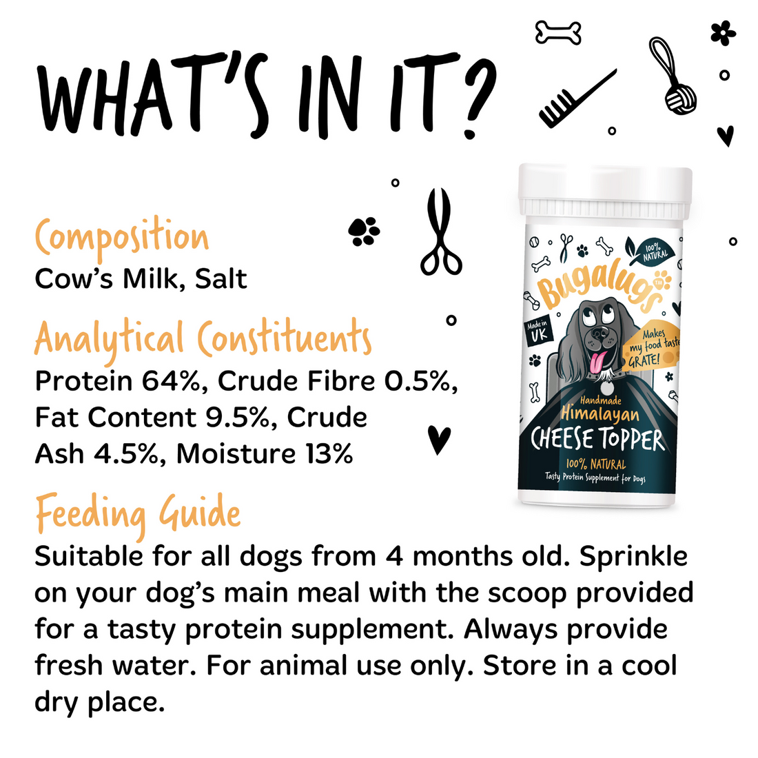 Bugalugs Himalayan Cheese Topper 70g | Calcium & Protein for Dogs ...