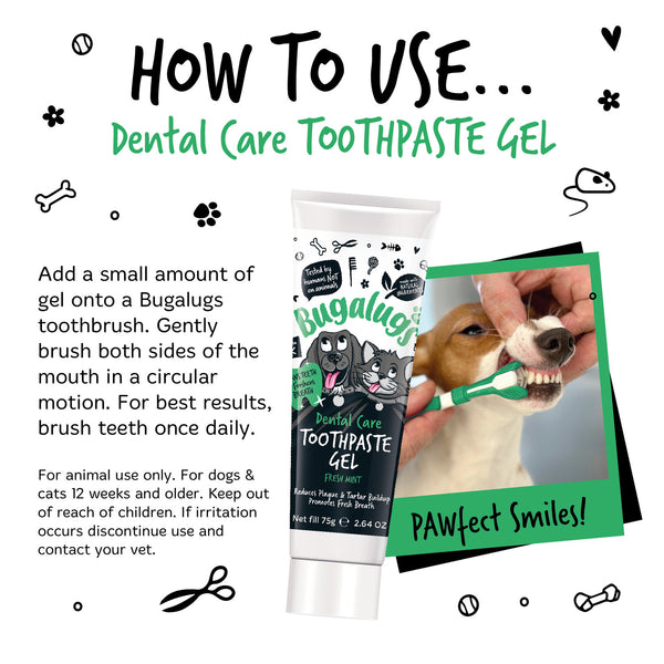 Dental Care Toothpaste Gel with Fresh Mint for Dogs & Cats | Bugalugs ...