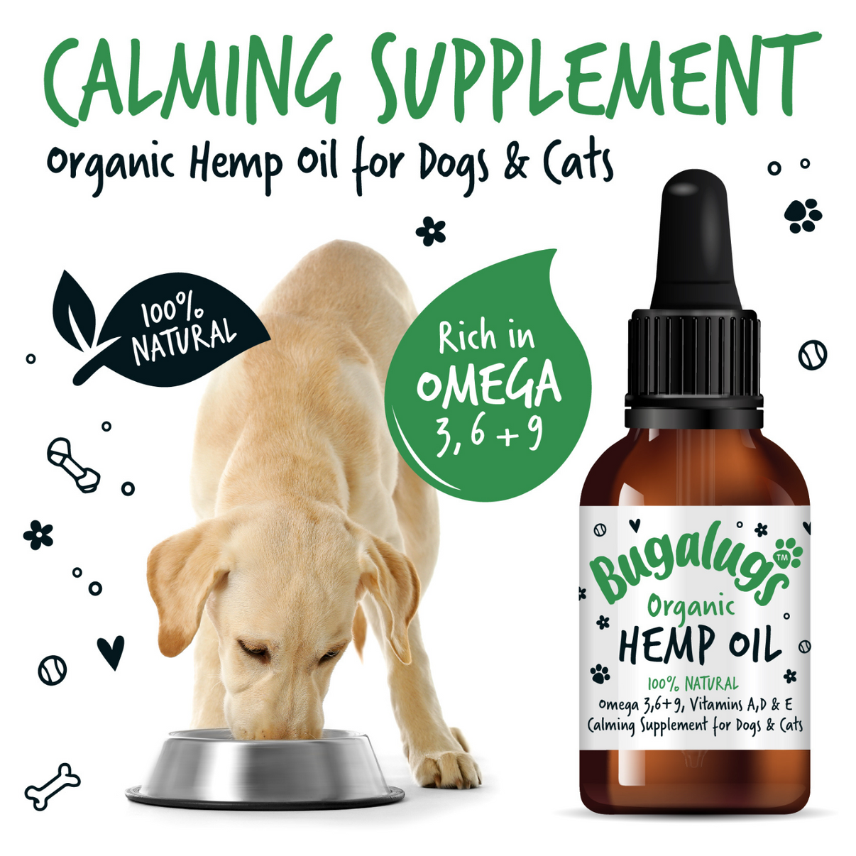 Organic Hemp Oil | Bugalugs All-natural Hemp Seed Oil for Pet Calming ...