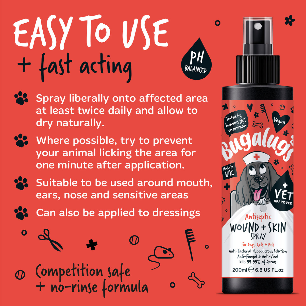 Bugalugs Antiseptic Wound & Skin Spray For Dogs, Cats & Other Pets ...