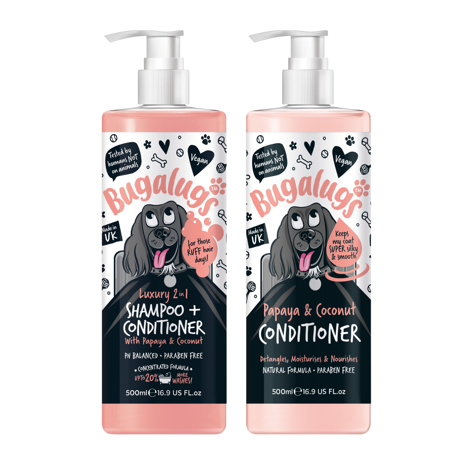Luxury Papaya & Coconut Dog Shampoo & Conditioner Duo from Bugalugs ...