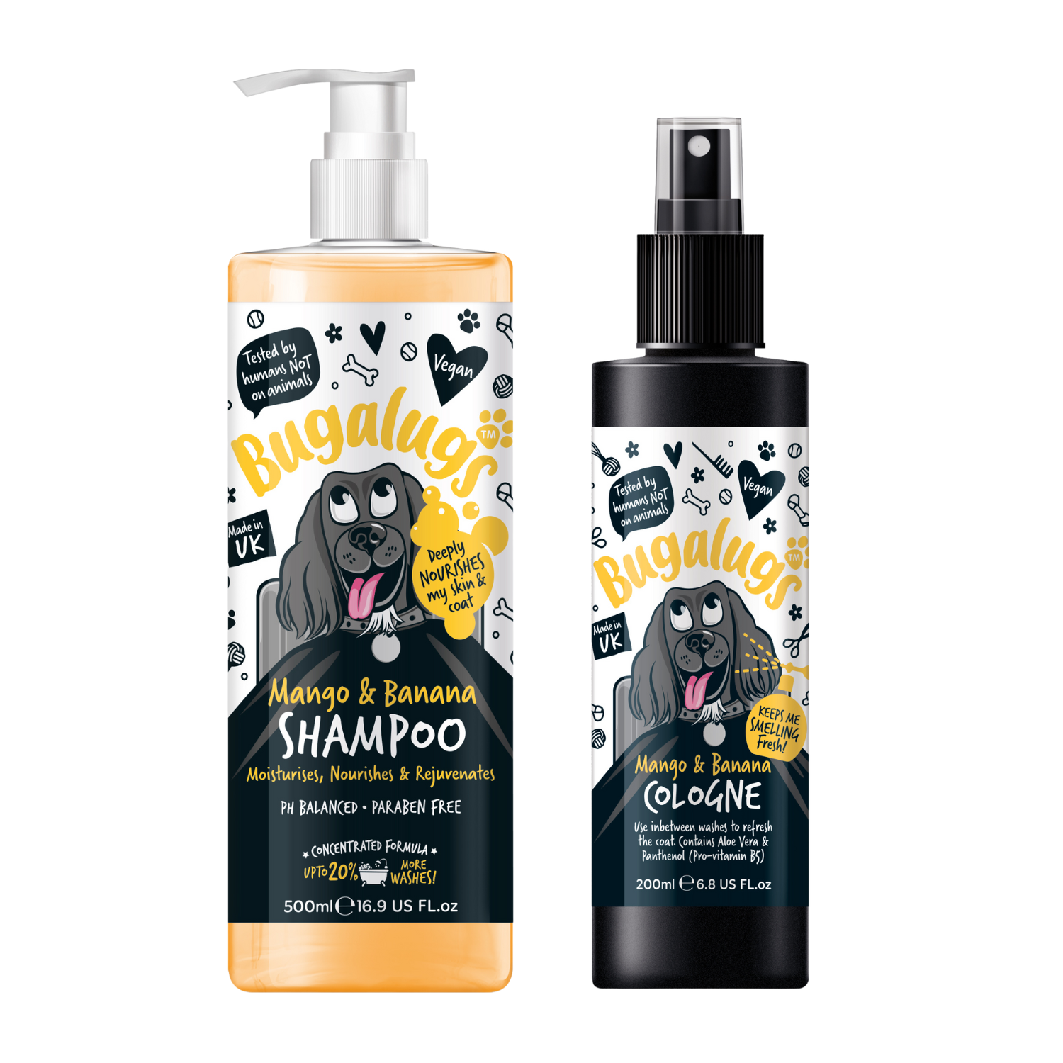 Mango & Banana Dog Shampoo & Cologne | Bugalugs Dog Grooming Bundle ...