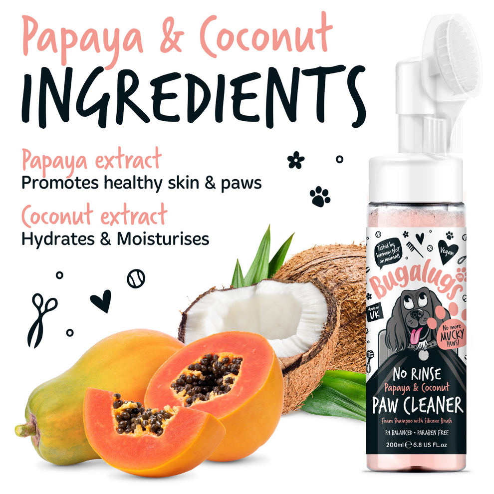 Bugalugs No-rinse Papaya & Coconut Paw Cleaner for Dogs & Cats ...