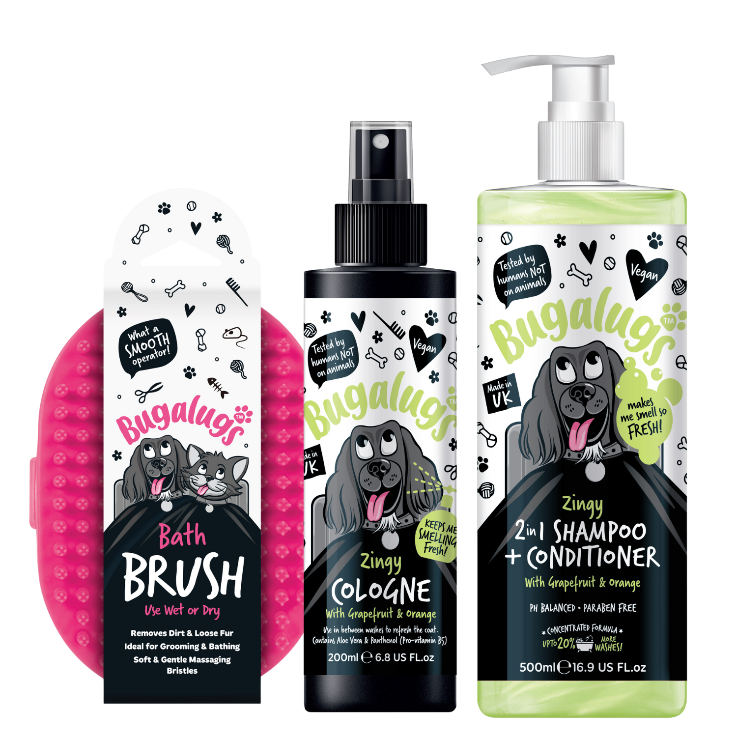 Bugalugs Zingy & Bath Brush Bundle – Bugalugs Pet Care