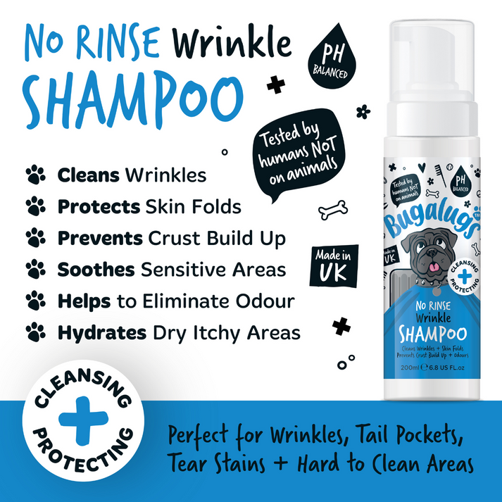 Bugalugs No-rinse Wrinkle Shampoo | Dry Shampoo for Wrinkle Breed Pets ...