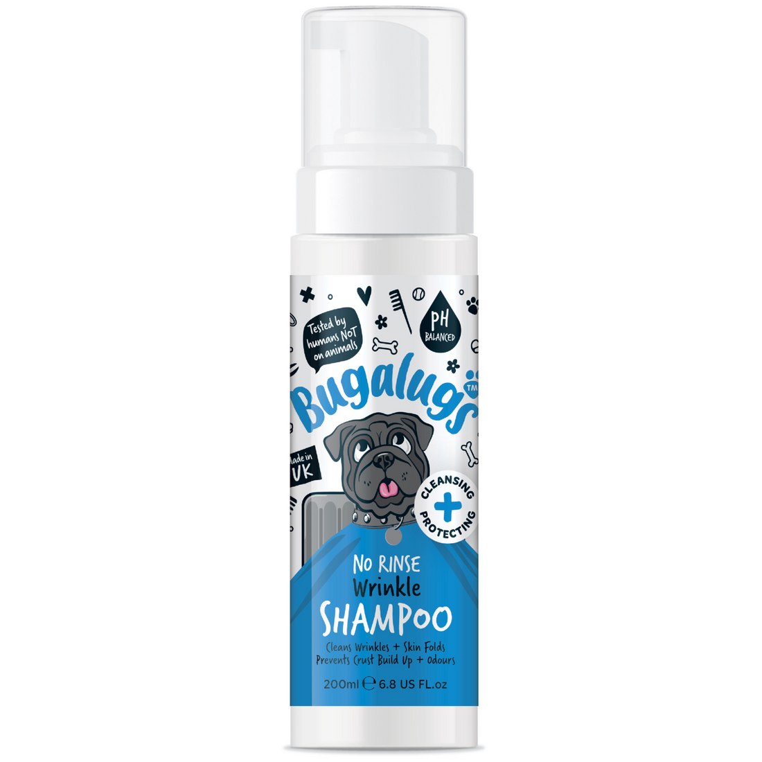 Bugalugs No Rinse Wrinkle Shampoo | Dry Shampoo for Wrinkle Breed Pets ...