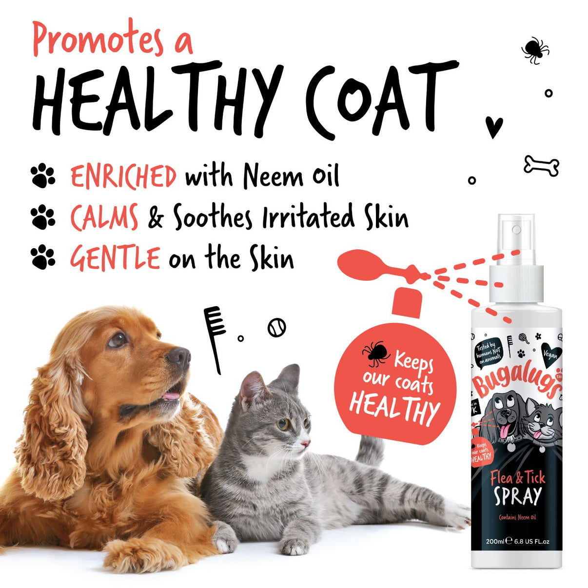 Bugalugs Flea & Tick Spray with Neem Oil for Dogs & Cats – Bugalugs Pet ...